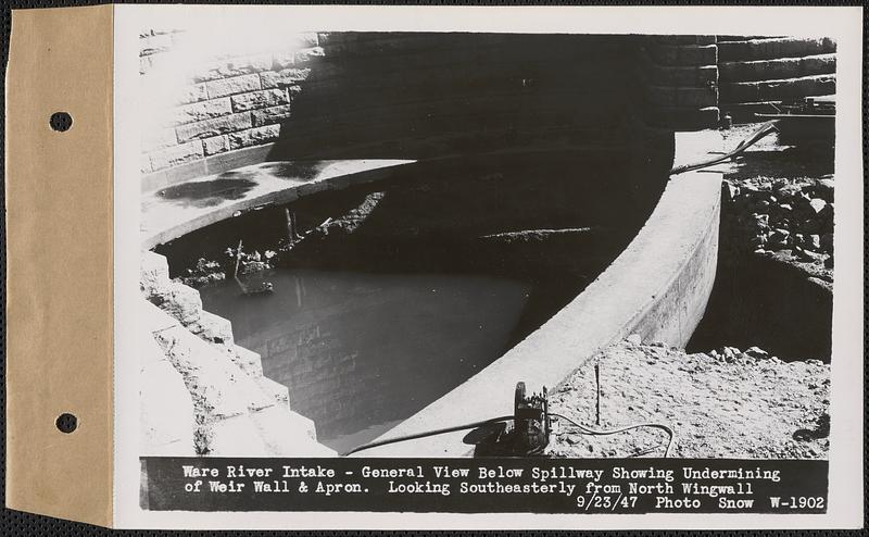 Ware River Intake Works, Shaft #8, general view below spillway showing ...