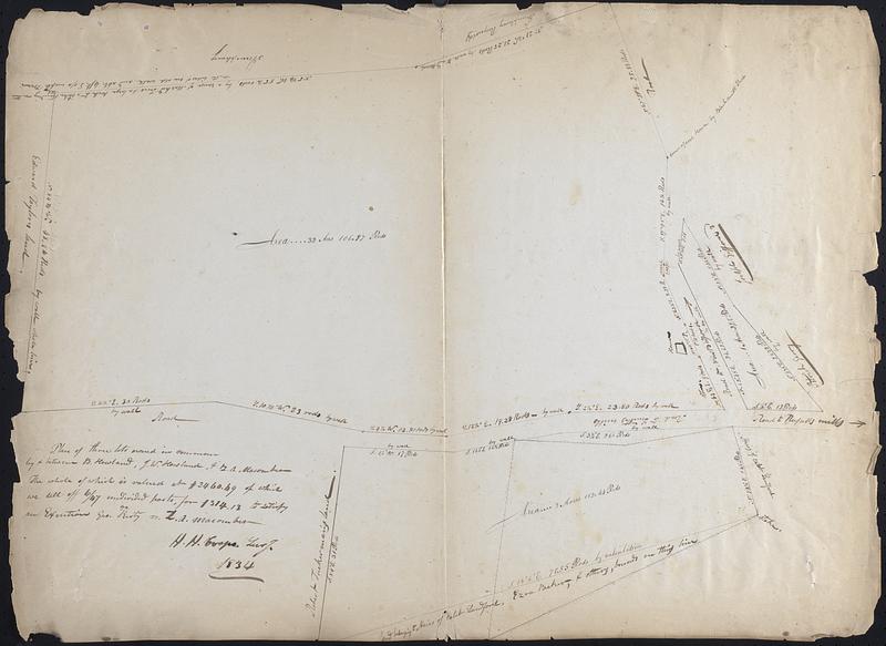 Plan of Three Lots owned in common by and between B. Howland, J.W ...