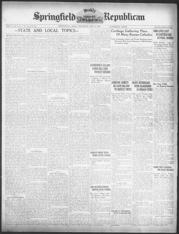 Springfield Weekly Republican. May 08, 1930 - Digital Commonwealth