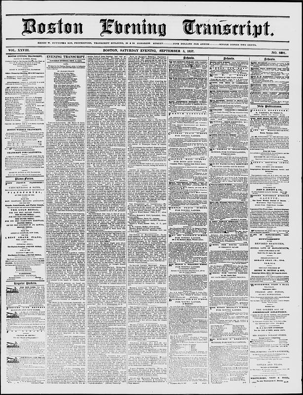 Boston Evening Transcript. September 05, 1857 - Digital Commonwealth