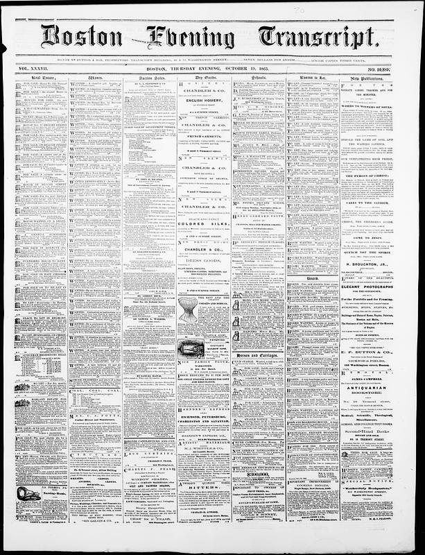Boston Evening Transcript. October 19, 1865 - Digital Commonwealth