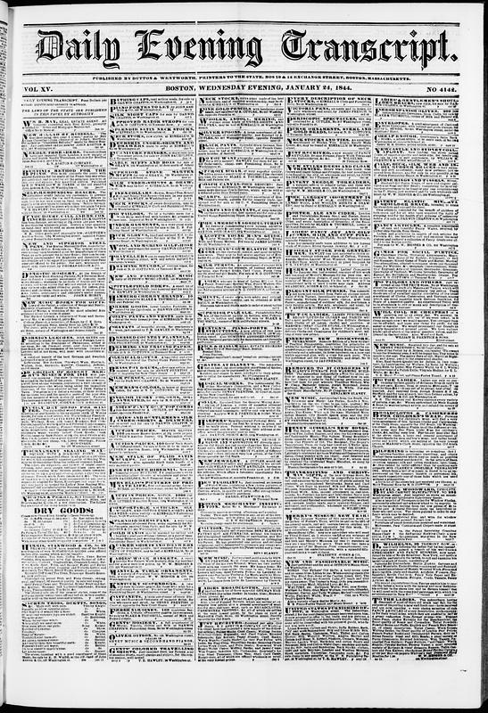Daily Evening Transcript. January 24, 1844 - Digital Commonwealth