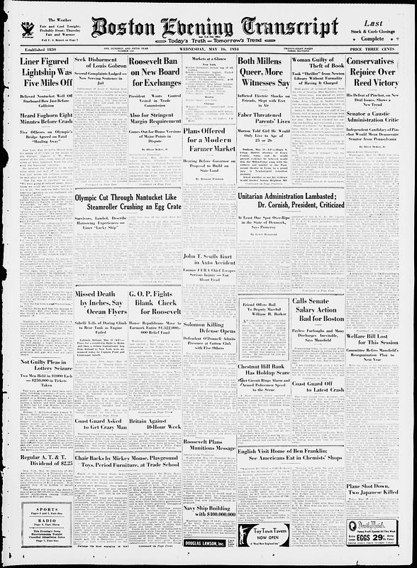 Boston Evening Transcript. May 16, 1934 - Digital Commonwealth