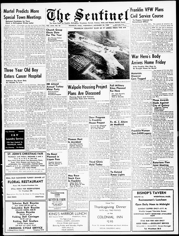 The Franklin Sentinel. November 24, 1948 - Digital Commonwealth