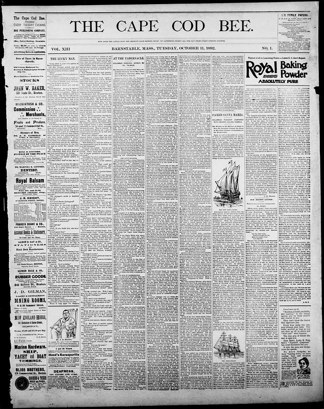 The Cape Cod Bee. October 11, 1892 - Digital Commonwealth