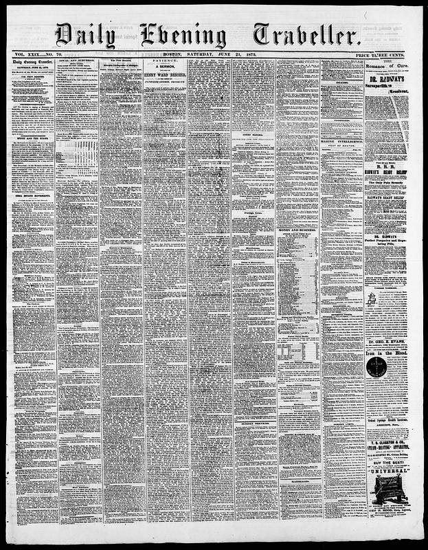 Daily Evening Traveller. June 21, 1873 - Digital Commonwealth