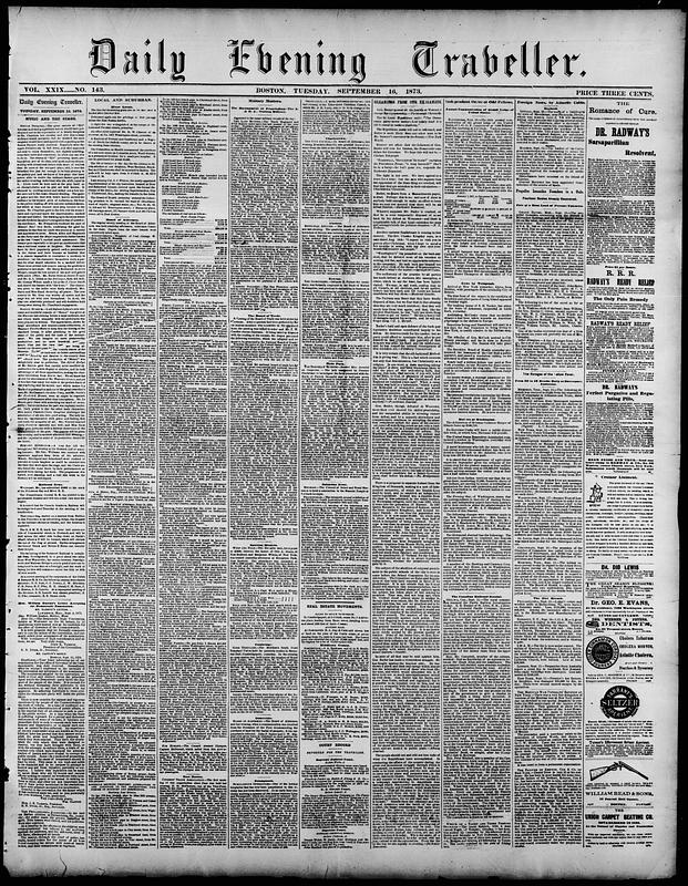Daily Evening Traveller. September 16, 1873 - Digital Commonwealth
