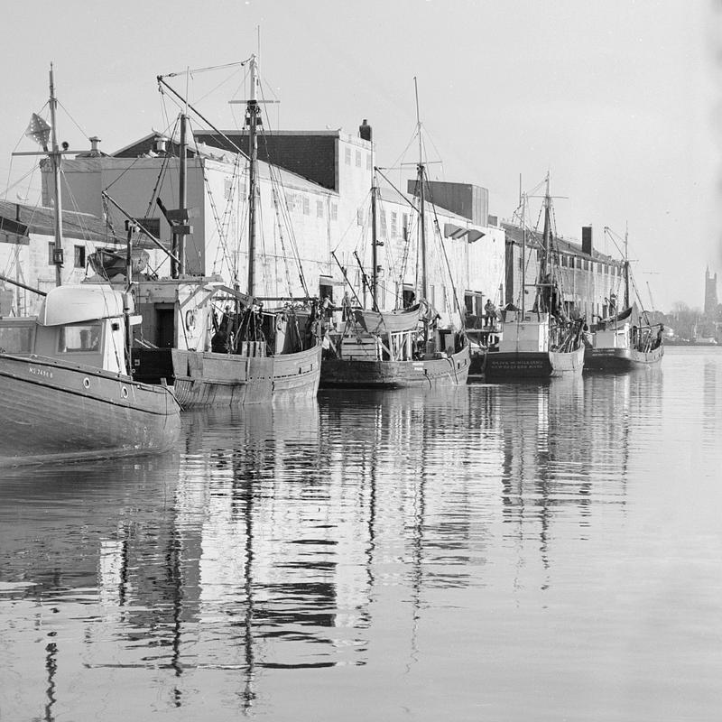 Homers Wharf, Unloading Fishing Vessel, New Bedford - Digital Commonwealth