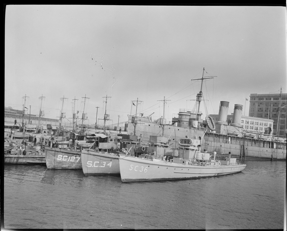 Sub chasers at berth, South Boston - Digital Commonwealth