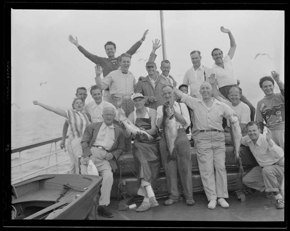 Group aboard fishing boat - Digital Commonwealth