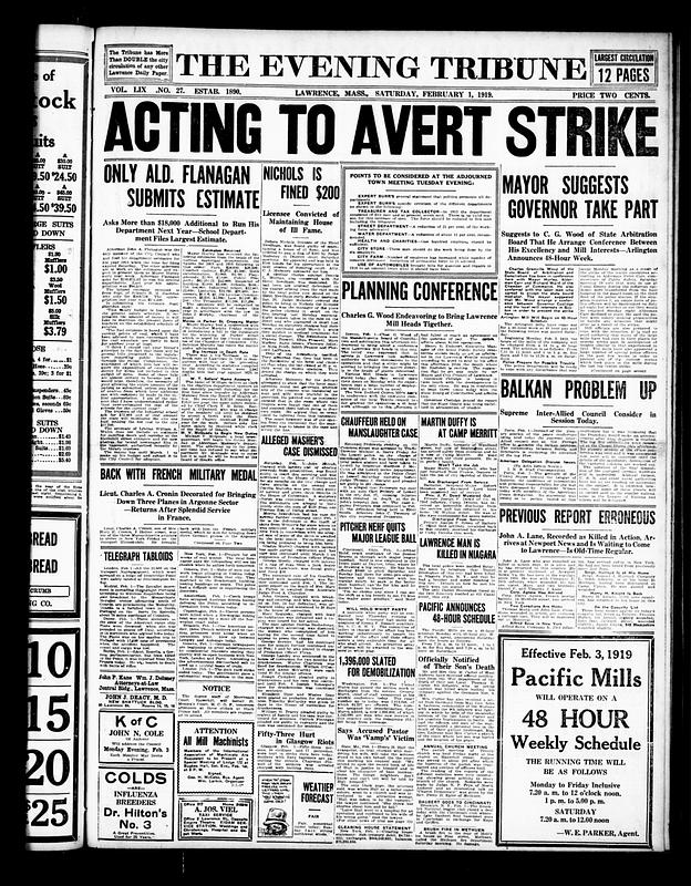 The Evening Tribune. February 01, 1919 - Digital Commonwealth