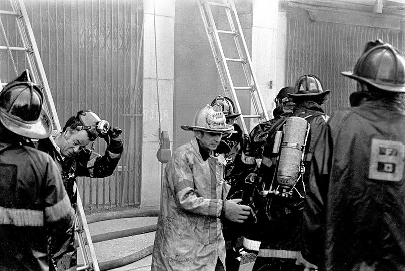 BFD members at a fire in Boston - Digital Commonwealth