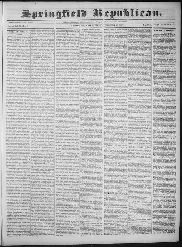 Springfield Republican. February 20, 1847 - Digital Commonwealth