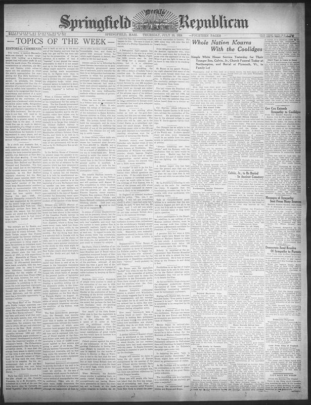 Springfield Weekly Republican. July 10, 1924 - Digital Commonwealth