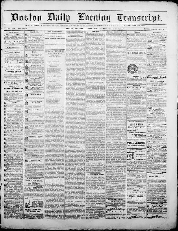 Boston Daily Evening Transcript. July 16, 1872 - Digital Commonwealth