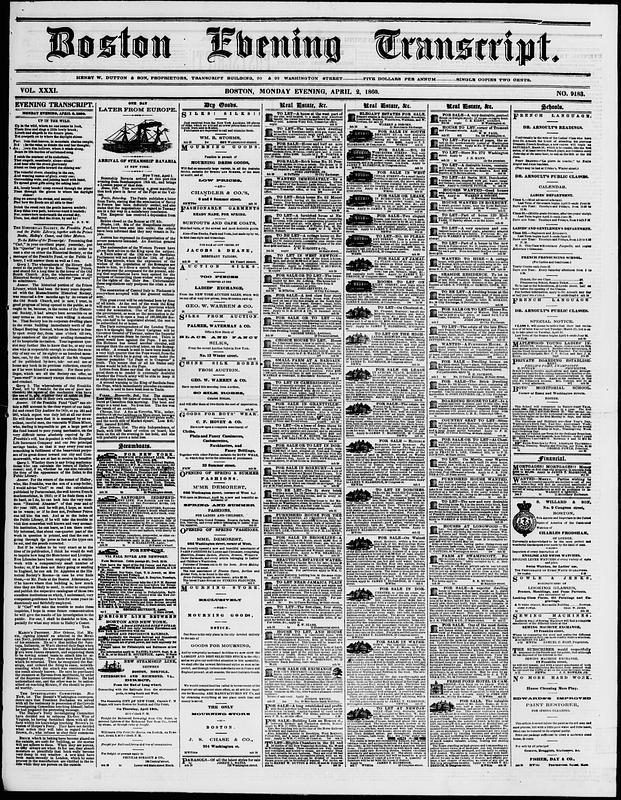Boston Evening Transcript. April 02, 1860 - Digital Commonwealth