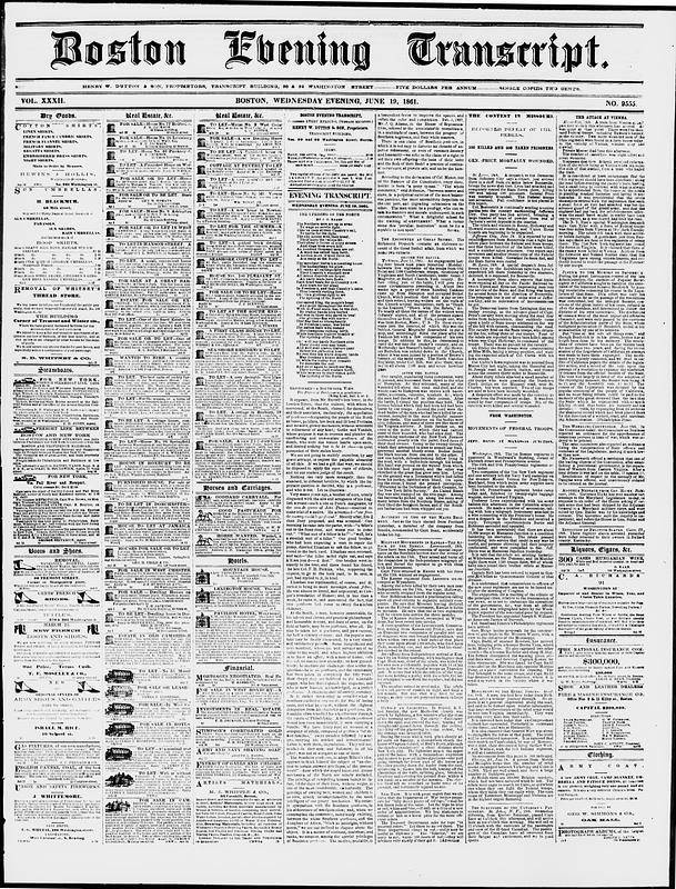 Boston Evening Transcript. June 19, 1861 - Digital Commonwealth