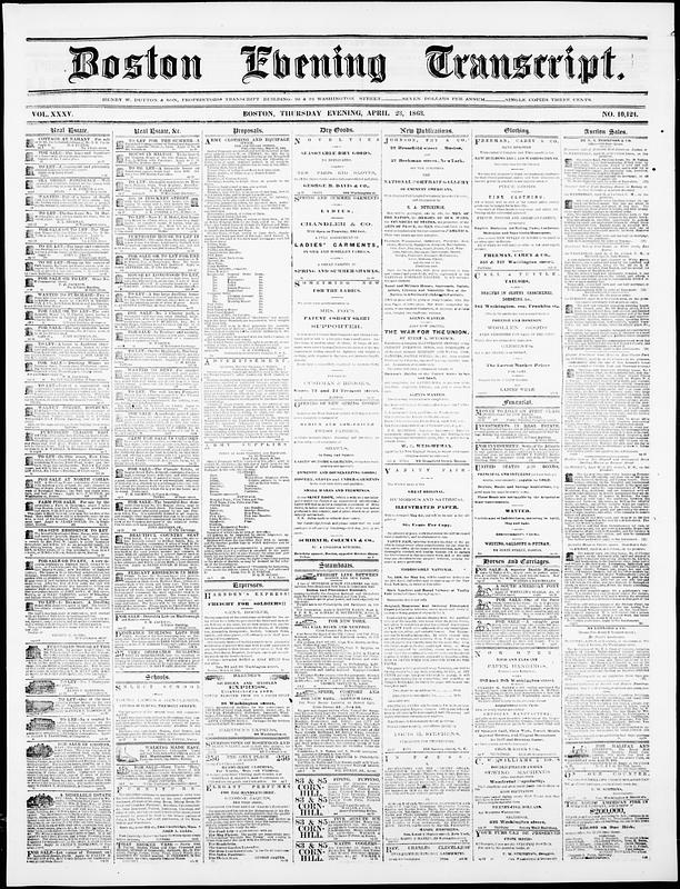 Boston Evening Transcript. April 23, 1863 - Digital Commonwealth