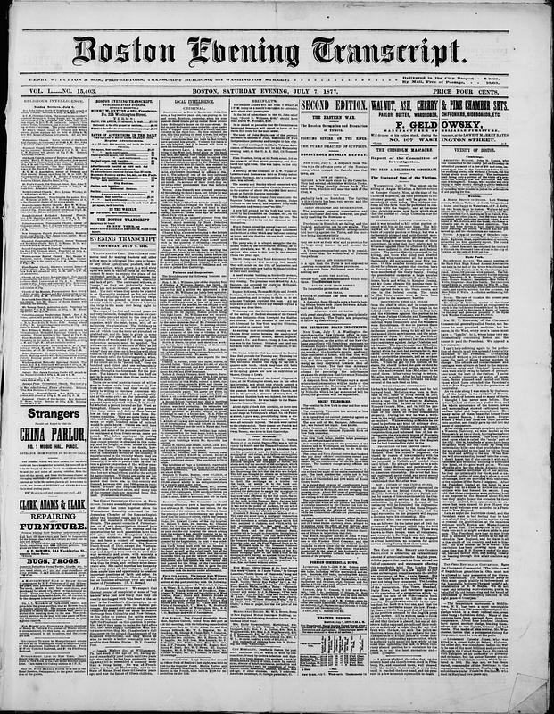 Boston Evening Transcript. July 07, 1877 - Digital Commonwealth