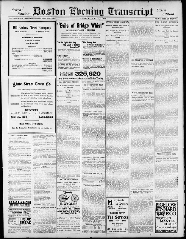 Boston Evening Transcript. May 01, 1908 - Digital Commonwealth