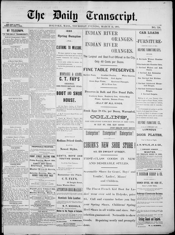 The Daily Transcript. March 12, 1885 - Digital Commonwealth