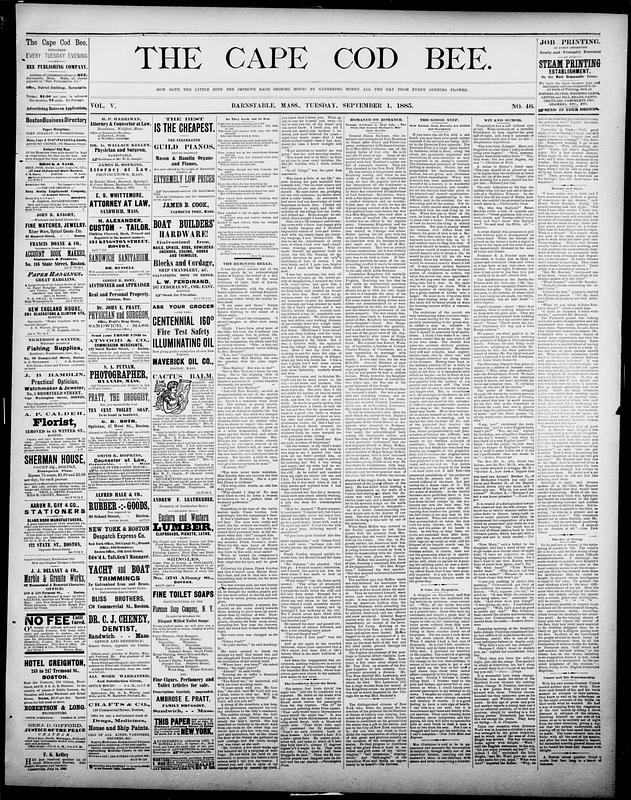 The Cape Cod Bee. September 01, 1885 - Digital Commonwealth