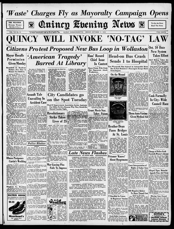 Quincy Evening News. October 05, 1934 - Digital Commonwealth