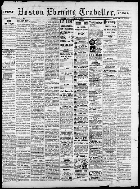 Boston Evening Traveller. September 01, 1885 - Digital Commonwealth