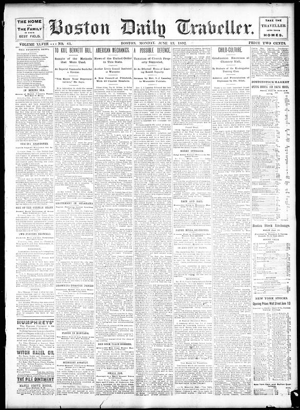 Boston Daily Traveller. June 13, 1892 - Digital Commonwealth