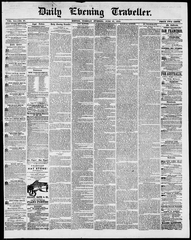 Daily Evening Traveller. June 19, 1855 - Digital Commonwealth