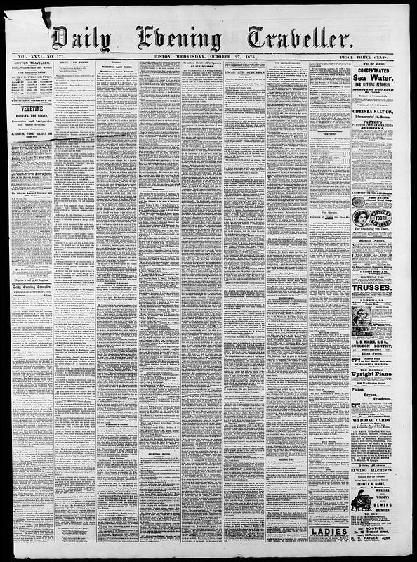 Daily Evening Traveller. October 27, 1875 - Digital Commonwealth