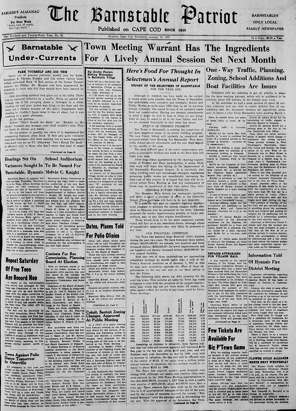 Barnstable Patriot. January 31, 1957 - Digital Commonwealth