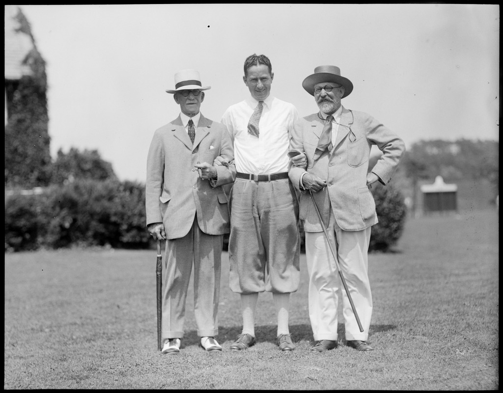 Three notables at the Essex Country Club. George Crocker, Fred Wright ...
