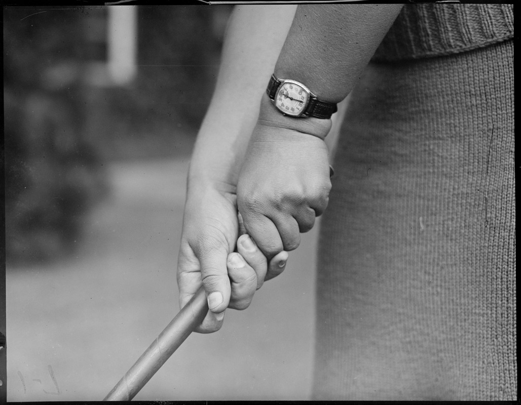 Virginia Bascom of Worcester - star golfer (close up of hands ...