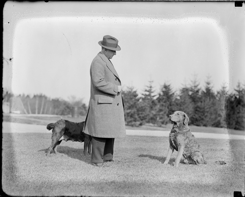John R. Macomber at Raceland with his dogs - Digital Commonwealth
