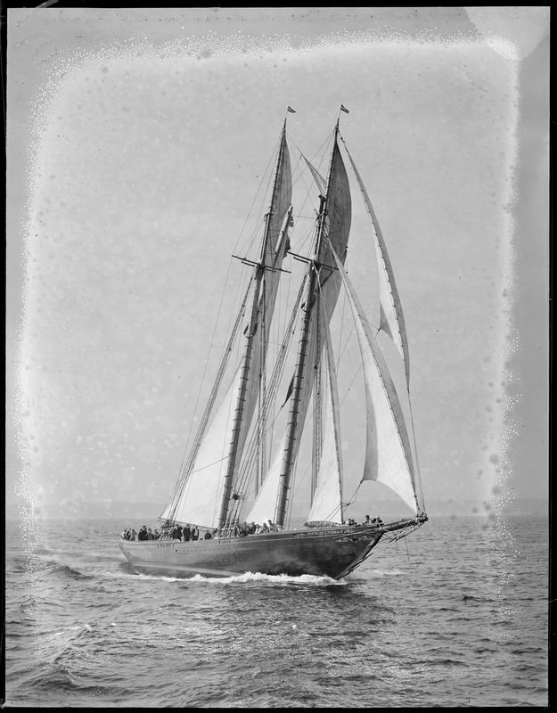 Fishing schooner Gertrude L. Thebaud under sail off Gloucester ...