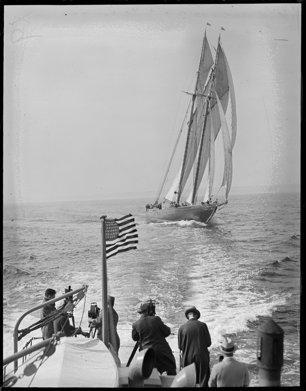Fishing schooner Gertrude L. Thebaud off Gloucester - Digital Commonwealth