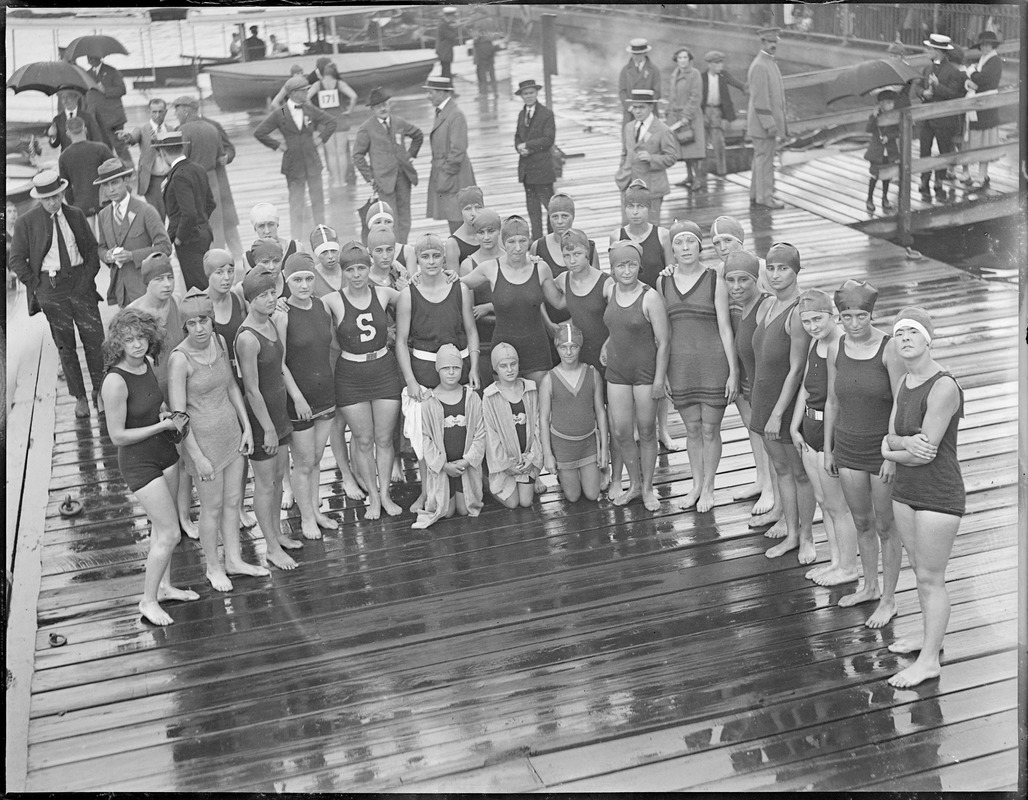 Girls at swim competition, Charles River carnival - Digital Commonwealth