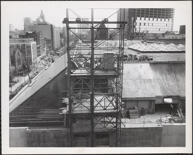 Construction of Boylston Building, Boston Public Library, view of ...