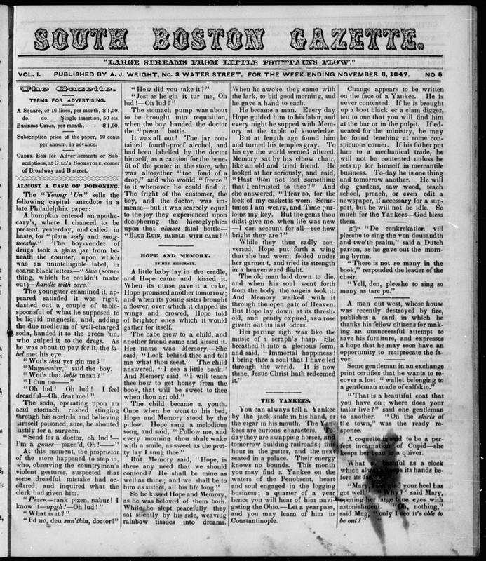 South Boston Gazette. November 06, 1847 - Digital Commonwealth