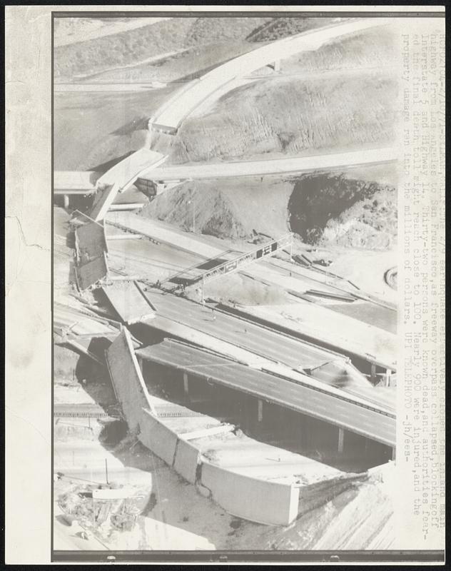 The 2/9 earthquake effectively closed the inland main highway from Los ...