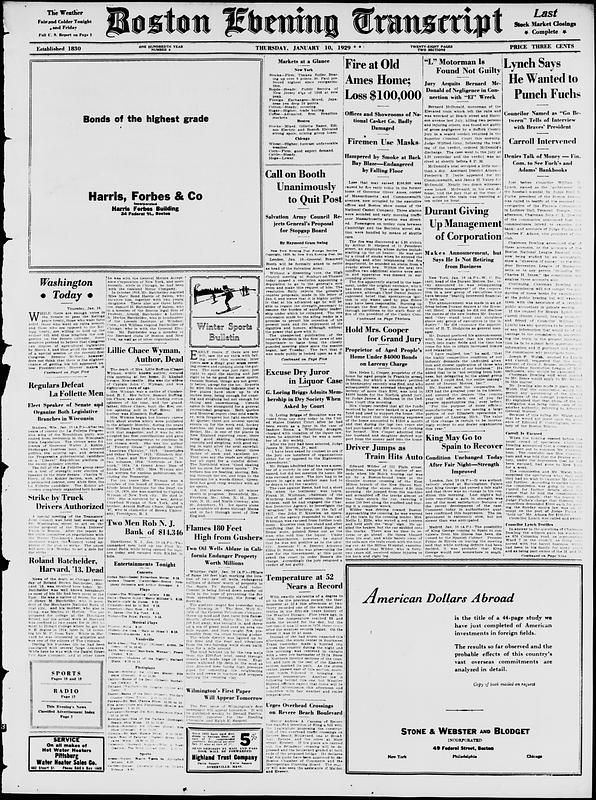 Boston Evening Transcript. January 10, 1929 - Digital Commonwealth