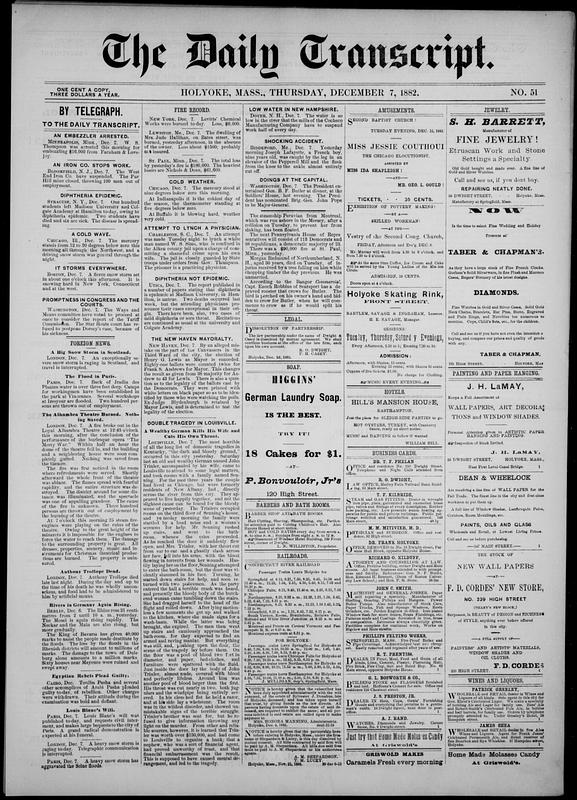 The Daily Transcript. December 07, 1882 - Digital Commonwealth