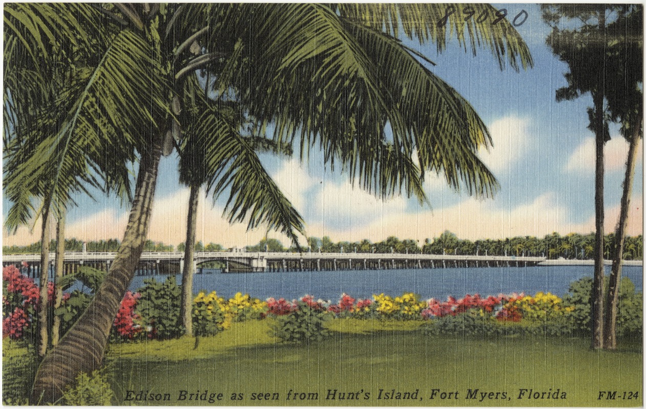 Edison Bridge as seen from Hunt's Island, Fort Myers, Florida - Digital ...