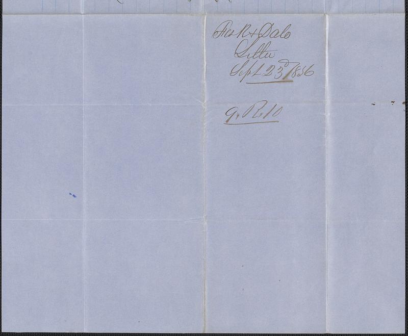 Fisk and Dale to W. A. Harrington, 23 September 1856 - Digital Commonwealth