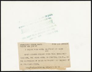 7 Escape From Hotel Shattered in Quake -- Seven Persons Escaped From ...