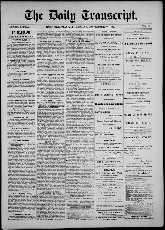 The Daily Transcript. November 09, 1882 - Digital Commonwealth
