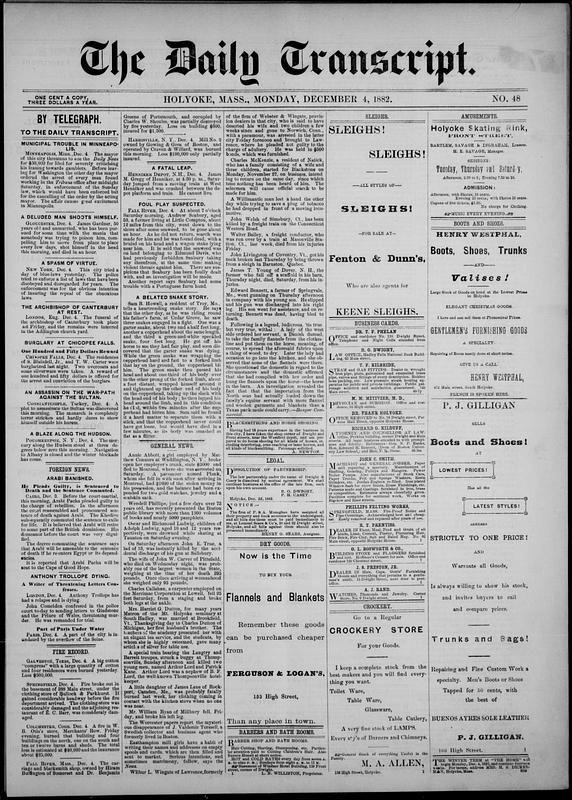The Daily Transcript. December 04, 1882 - Digital Commonwealth