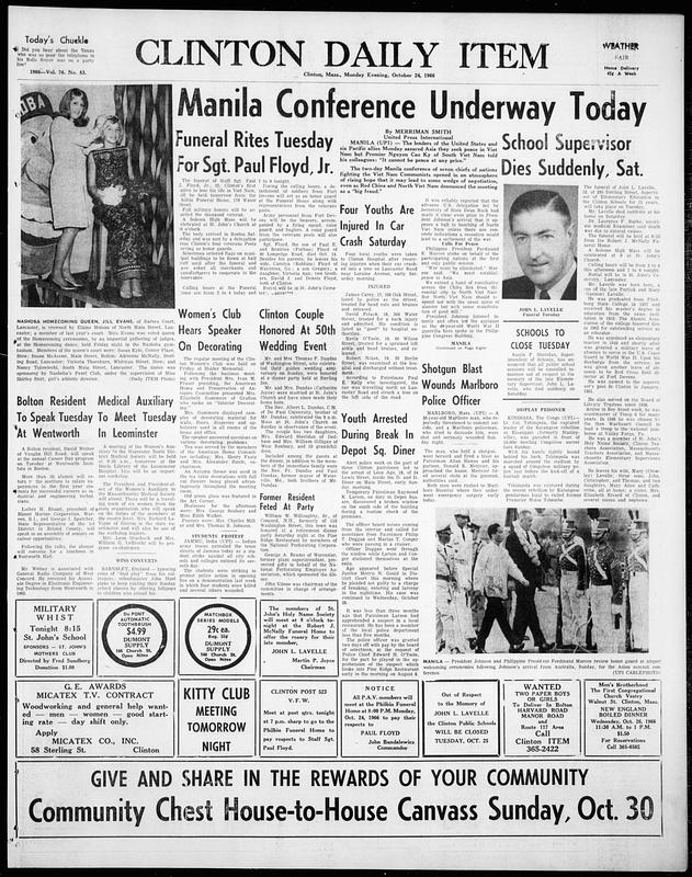 Clinton Daily Item. October 24, 1966 - Digital Commonwealth