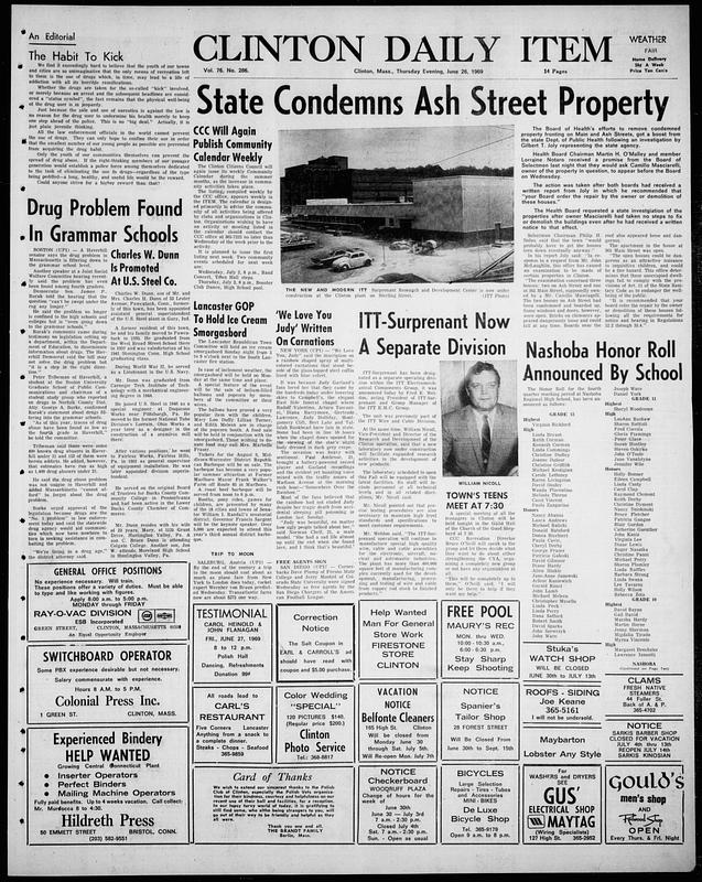Clinton Daily Item. June 26, 1969 - Digital Commonwealth